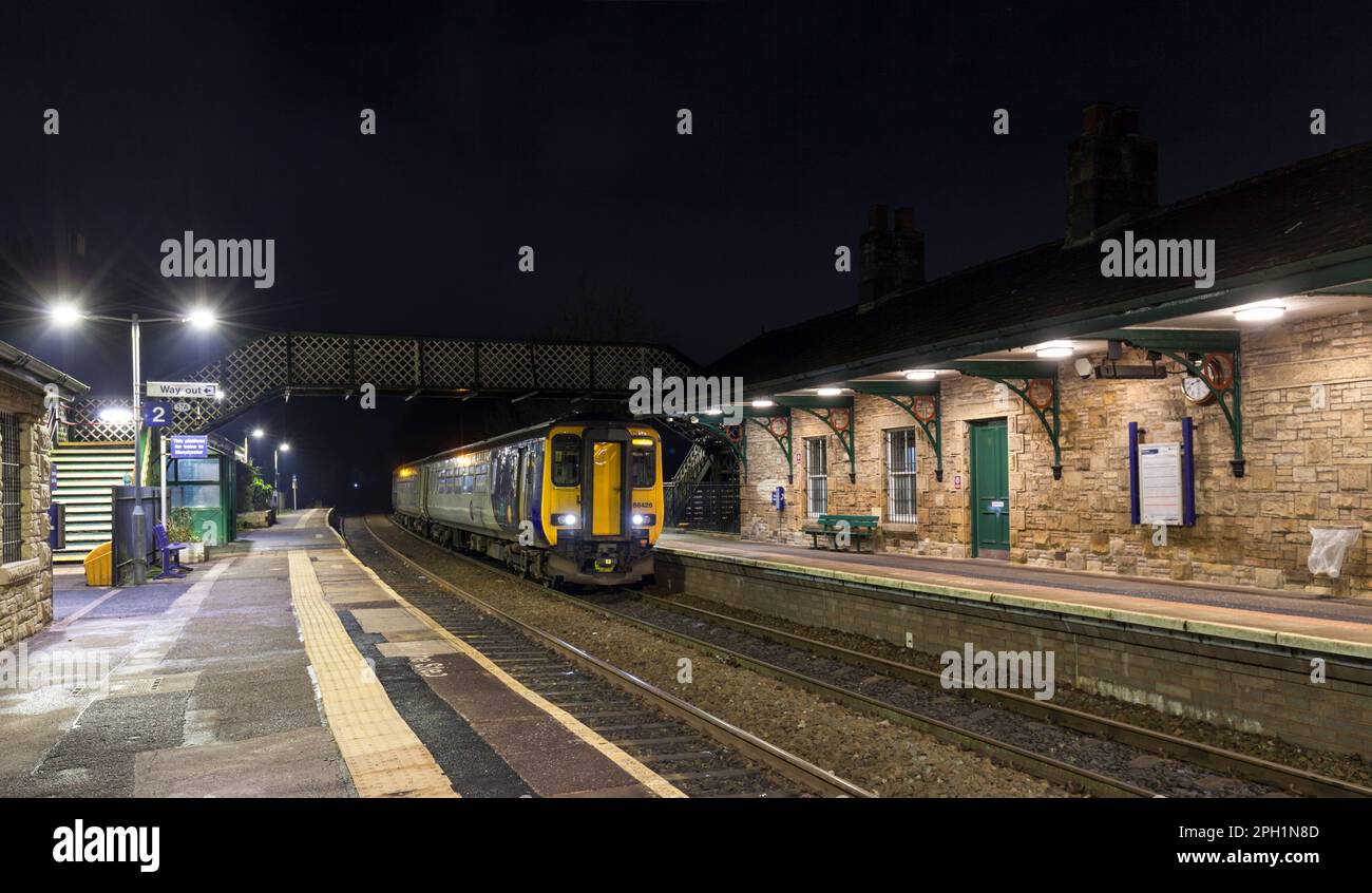 Northern Rail class 156 DMU train calling at Whaley Bridge railway ...
