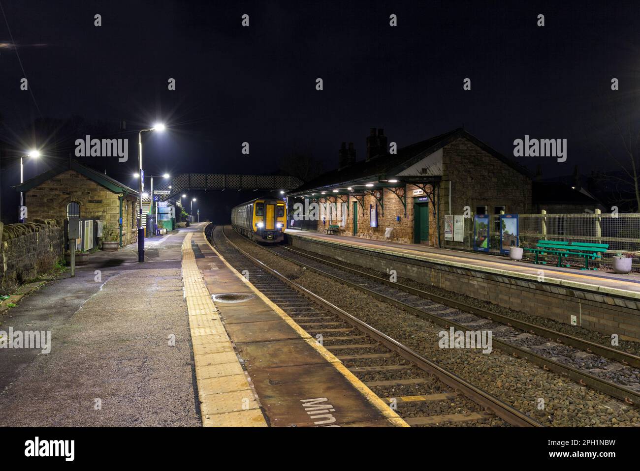 Northern Rail class 156 DMU train calling at Whaley Bridge railway ...