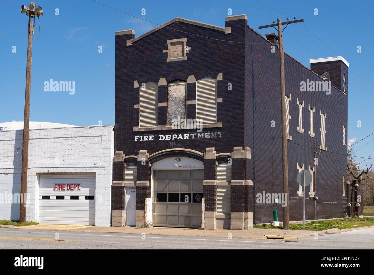Old fire department building in downtown Cairo, Illinois, USA Stock ...