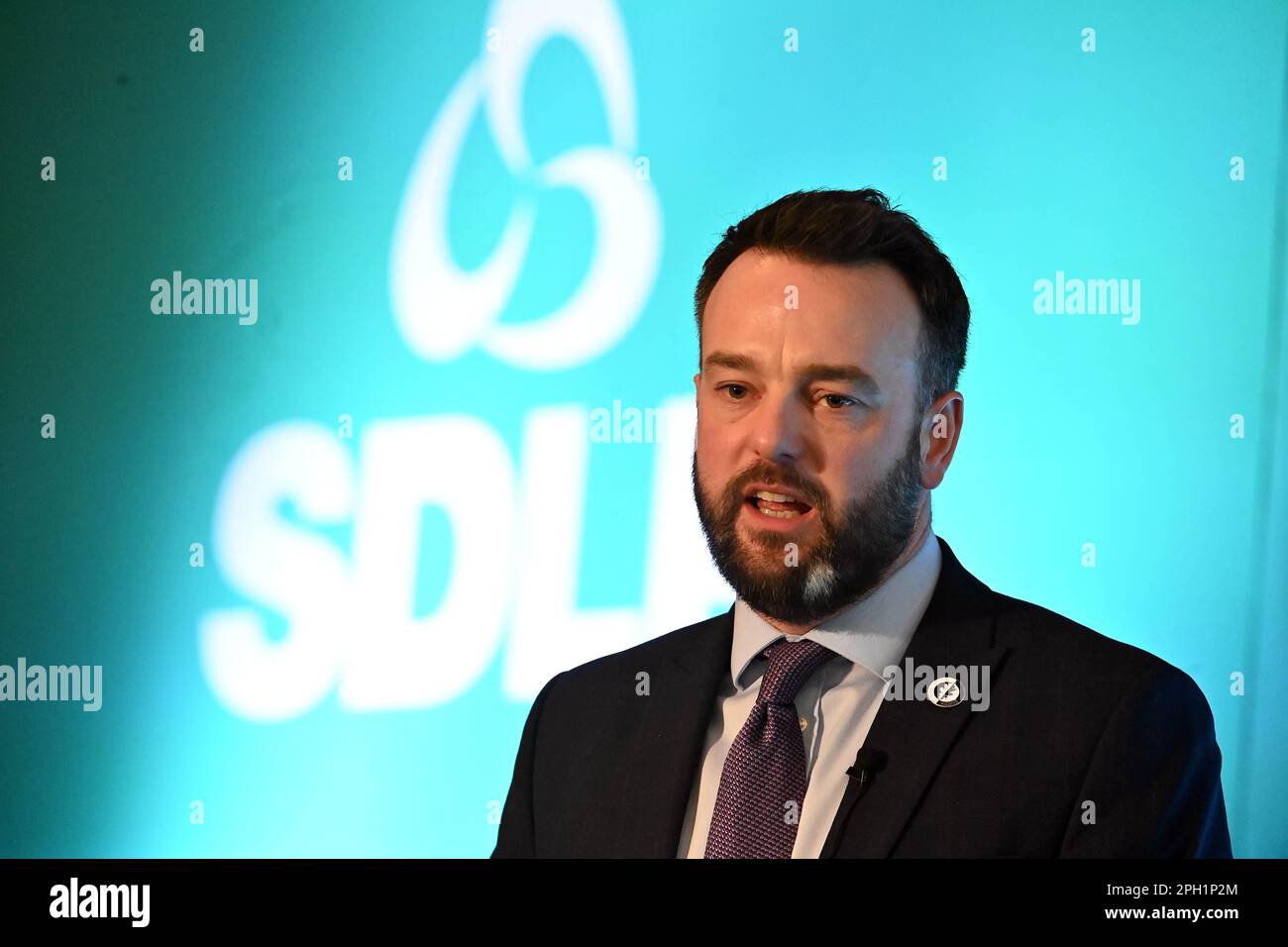 SDLP leader Colum Eastwood speaking during the Social Democrat and ...