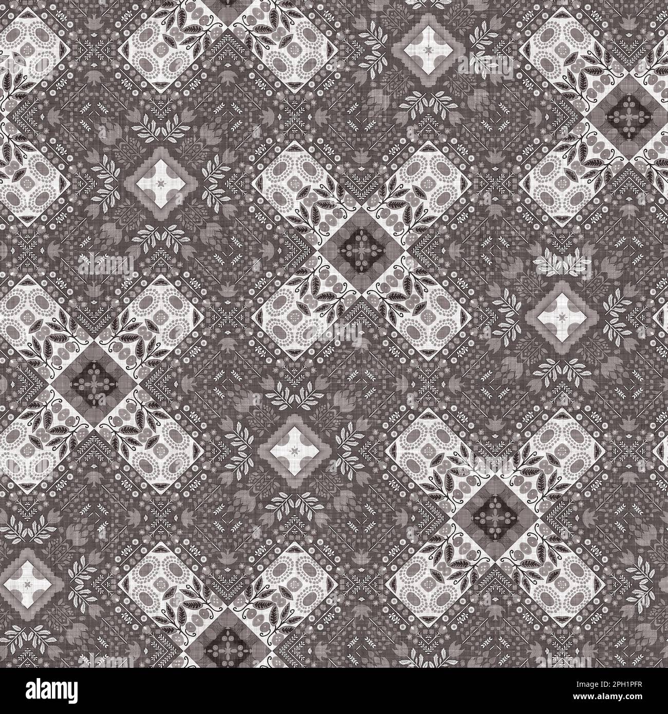 Country cottage grey intricate damask seamless pattern. 2 Tone french ...
