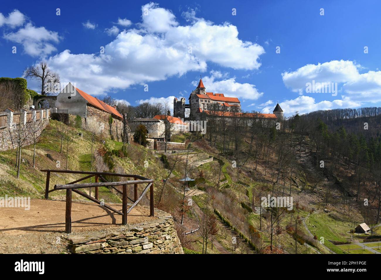 Historical architecture. Beautiful old castle Pernstejn in the village ...