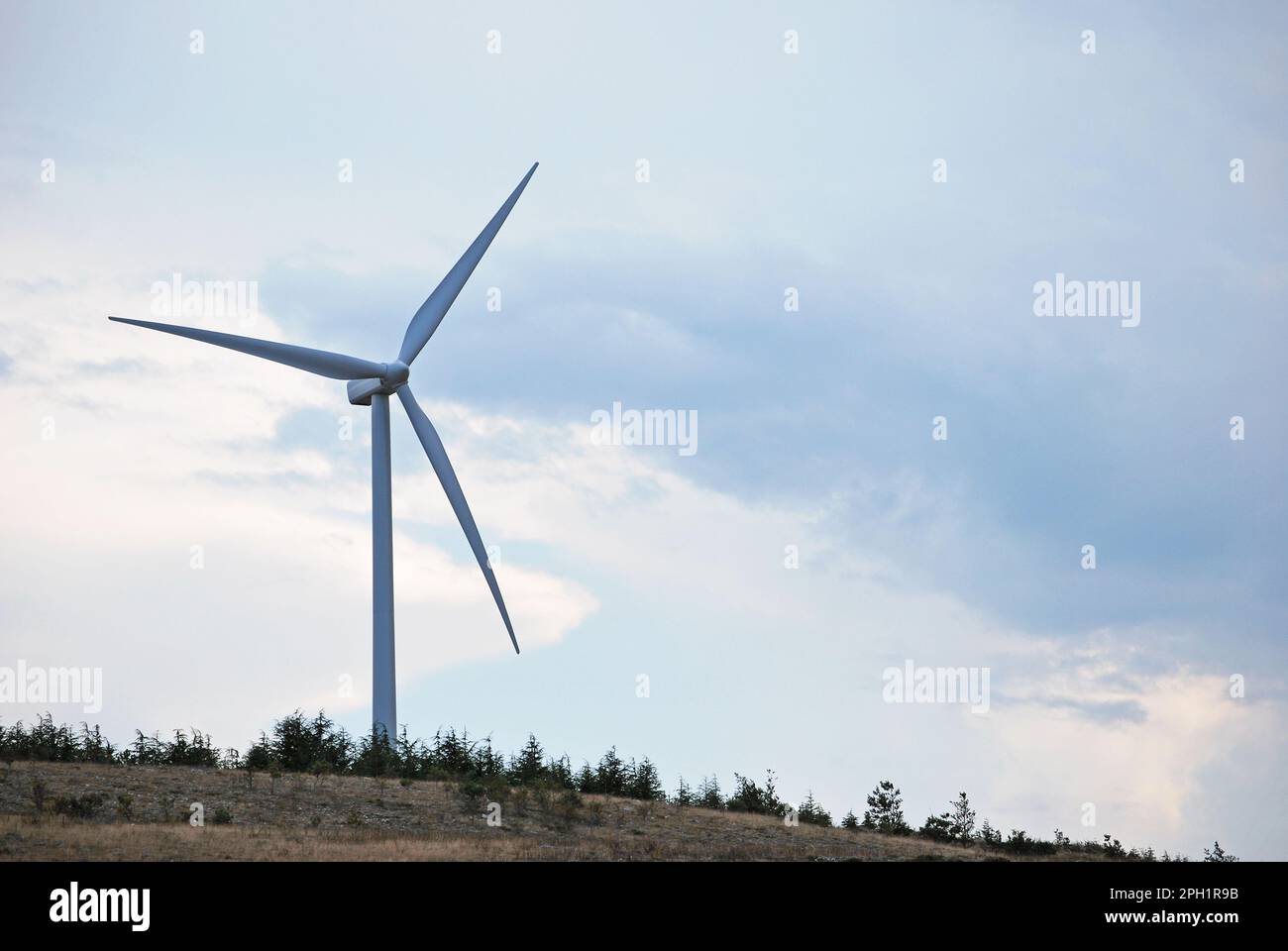 Wind turbine farm on top of mountain Stock Photo - Alamy