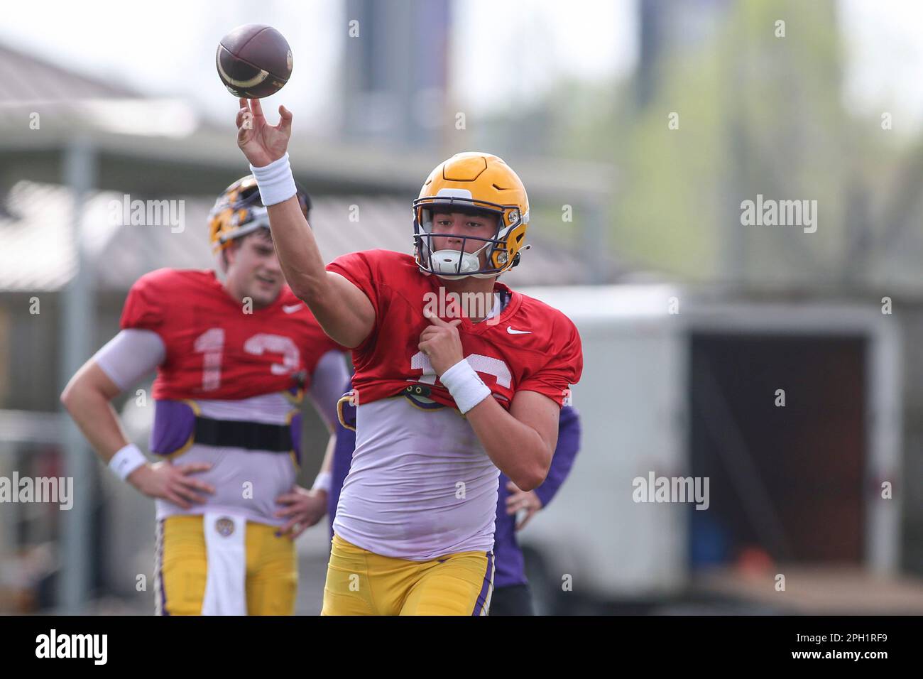 March 25, 2023: LSU quarterback George Hamsley (16) makes a throw ...