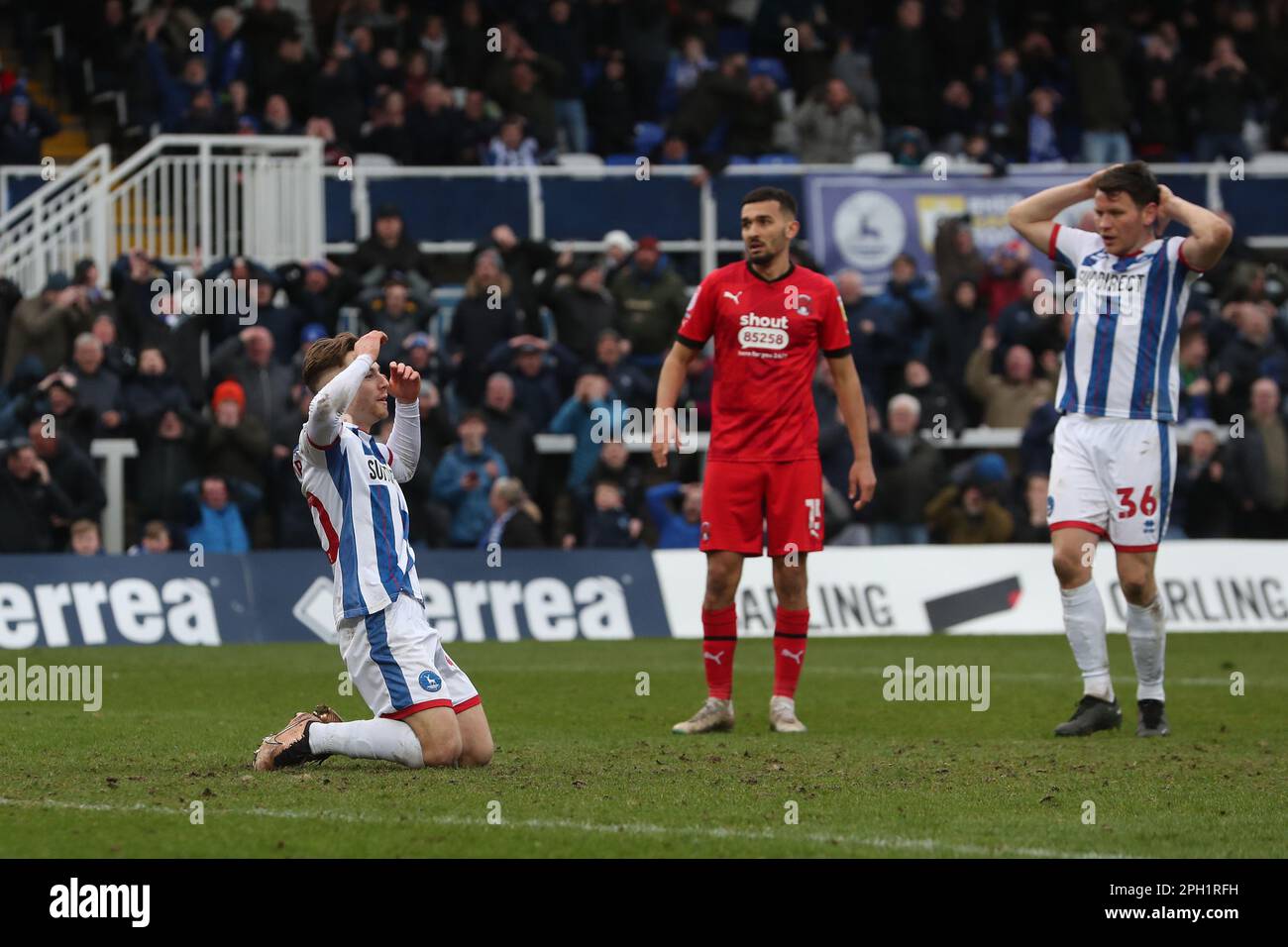 Hartlepool United's Dan Kemp and Connor Jennings react after going ...