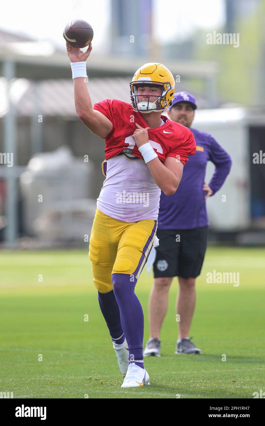 March 25, 2023: LSU quarterback George Hamsley (16) makes a throw ...