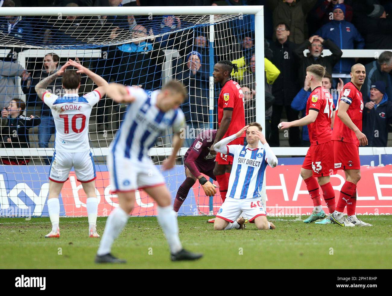 Hartlepool United’s Dan Kemp (centre) rues a missed chance to win the ...