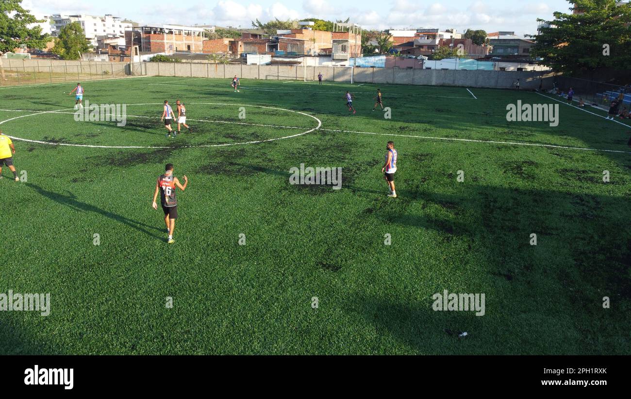 Itabuna, bahia, brazl - july 10, 2022: soccer field with synthetic ...