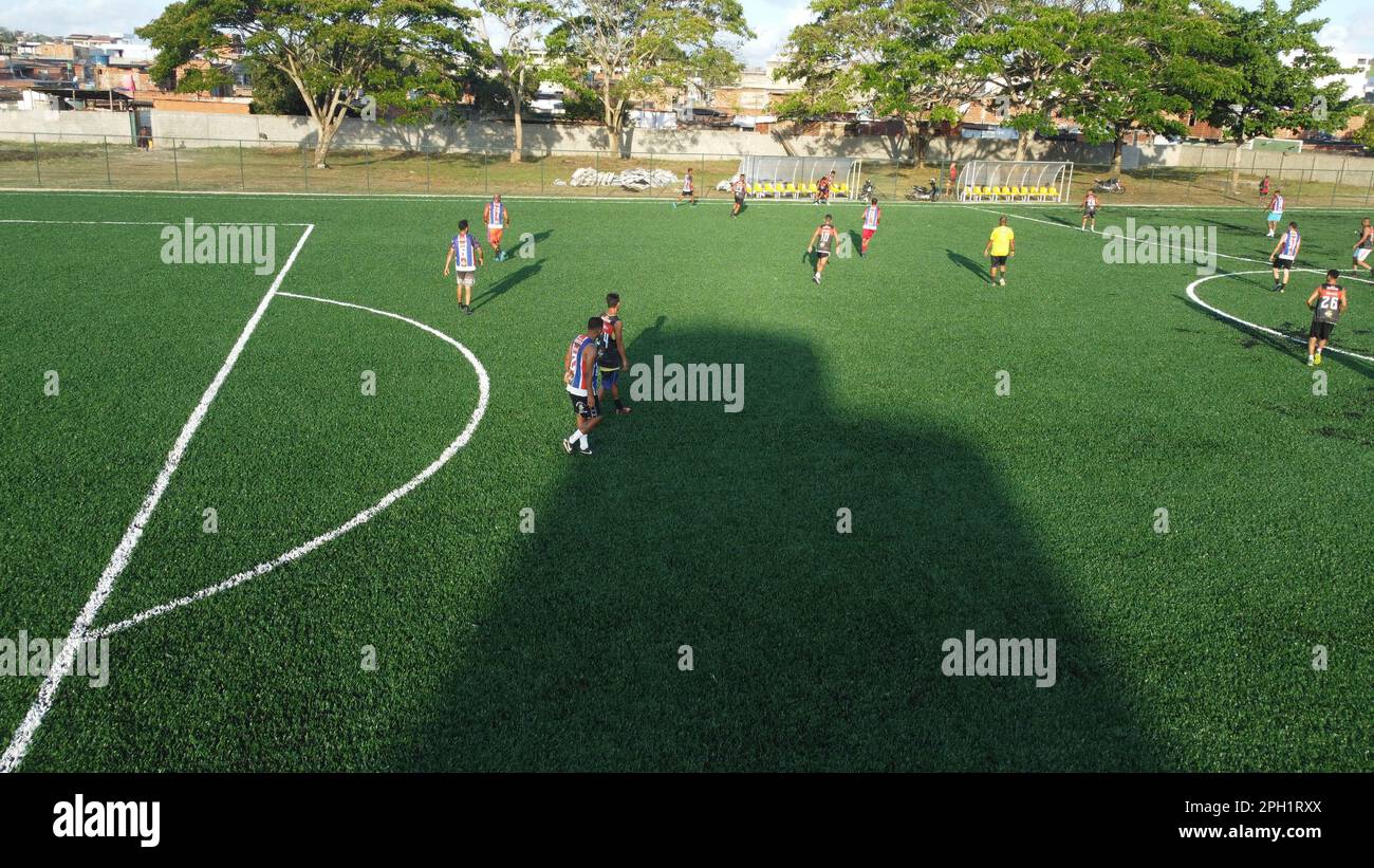 Itabuna, bahia, brazl - july 10, 2022: soccer field with synthetic ...