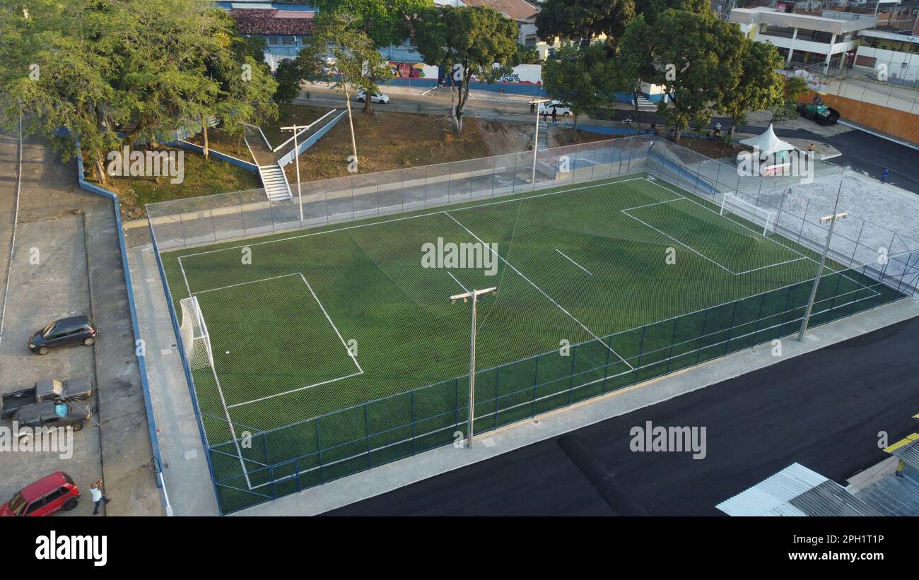 Itabuna, bahia, brazl - july 10, 2022: soccer field with synthetic ...