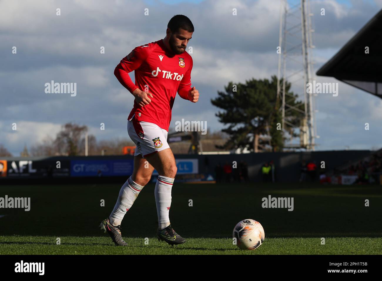 Wrexham, UK. 25th Mar, 2023. Elliot Lee #38 of Wrexham during the ...