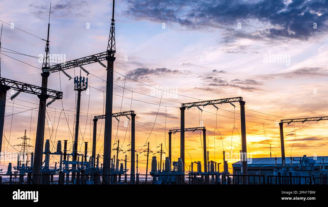 Production of fuel and electricity.Electrical networks with wires and ...