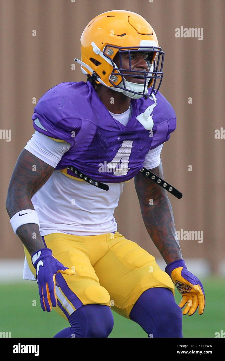 March 25, 2023: LSU's Harold Perkins Jr. (4) runs through a drill ...