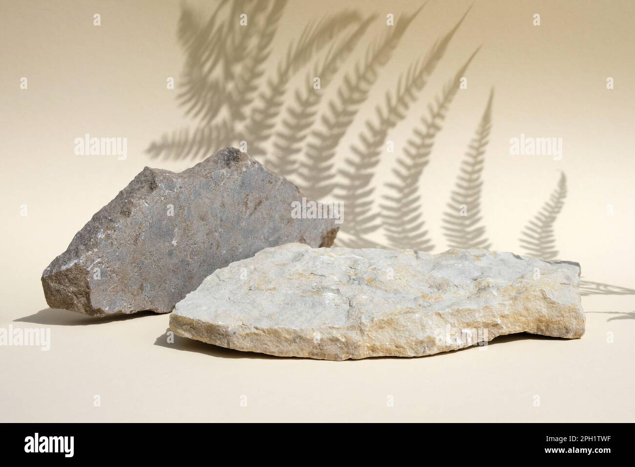 Podium with dry grass for product promotion and cosmetics display ...