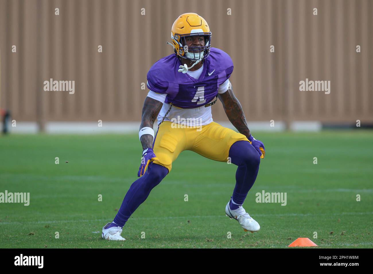 March 25, 2023: LSU's Harold Perkins Jr. (4) runs through a drill ...