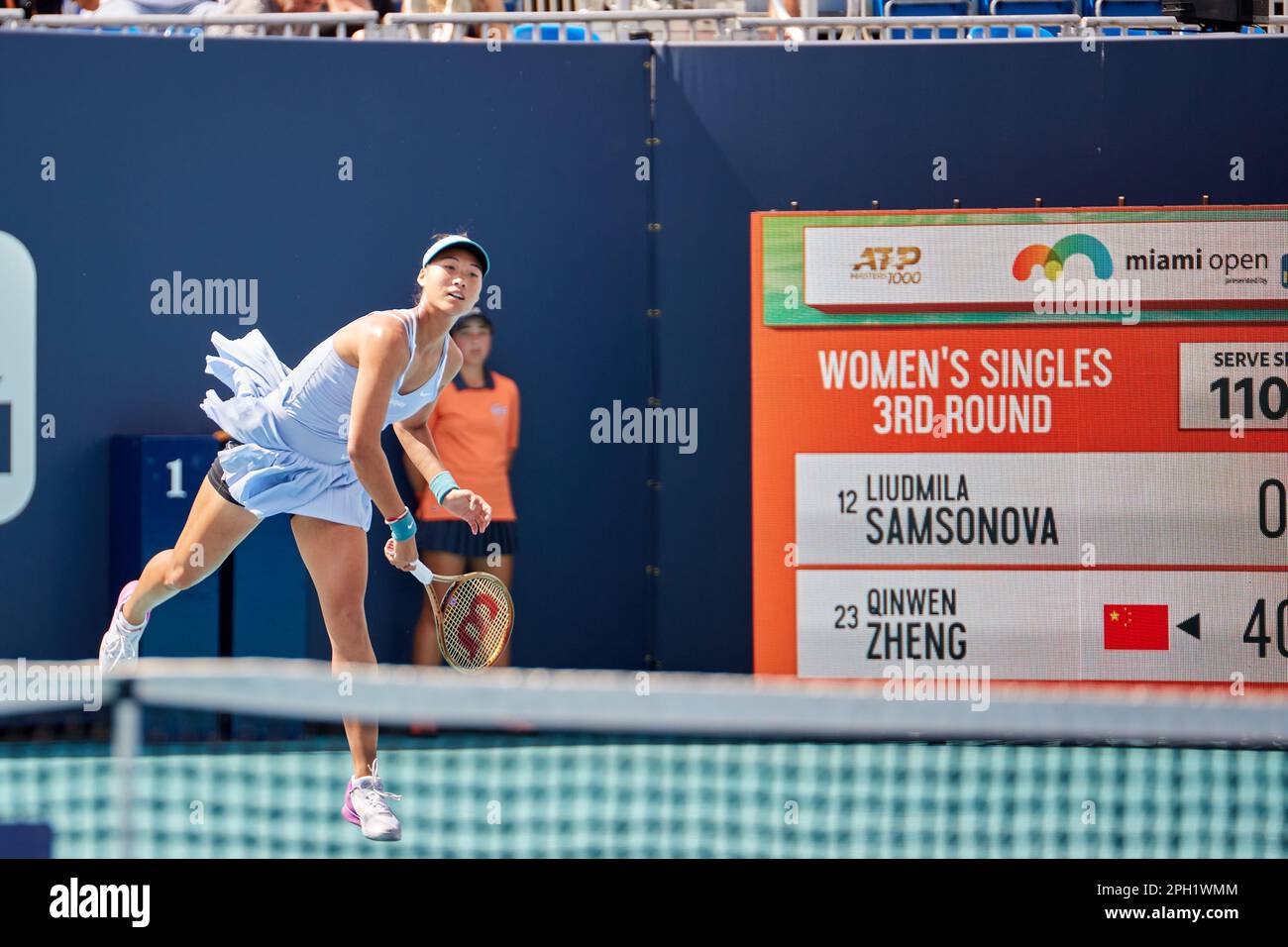Miami Gardens, FL, USA. 25th March 2023. [WTA] [12] L. Samsonova vs [23] Q. Zheng (CHN) during ...