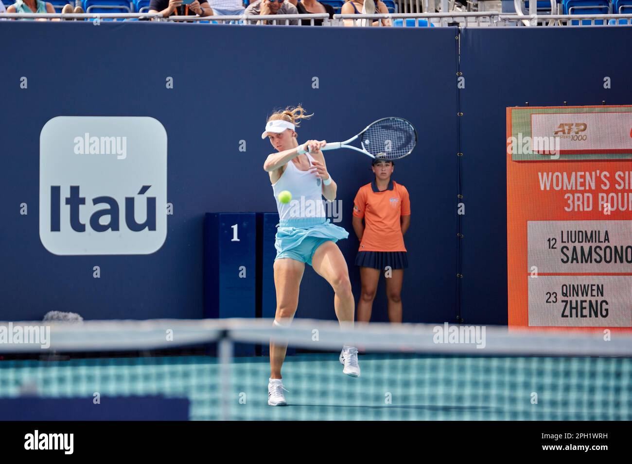 Miami Gardens, FL, USA. 25th March 2023. [WTA] [12] L. Samsonova vs [23] Q. Zheng (CHN) during ...