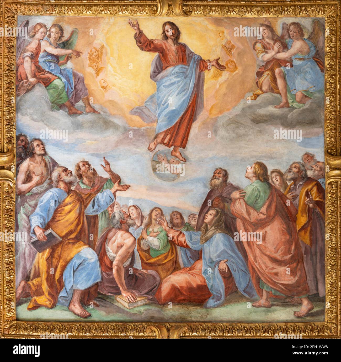 GENOVA, ITALY - MARCH 6, 2023: The fresco of Ascension of the Lord in ...