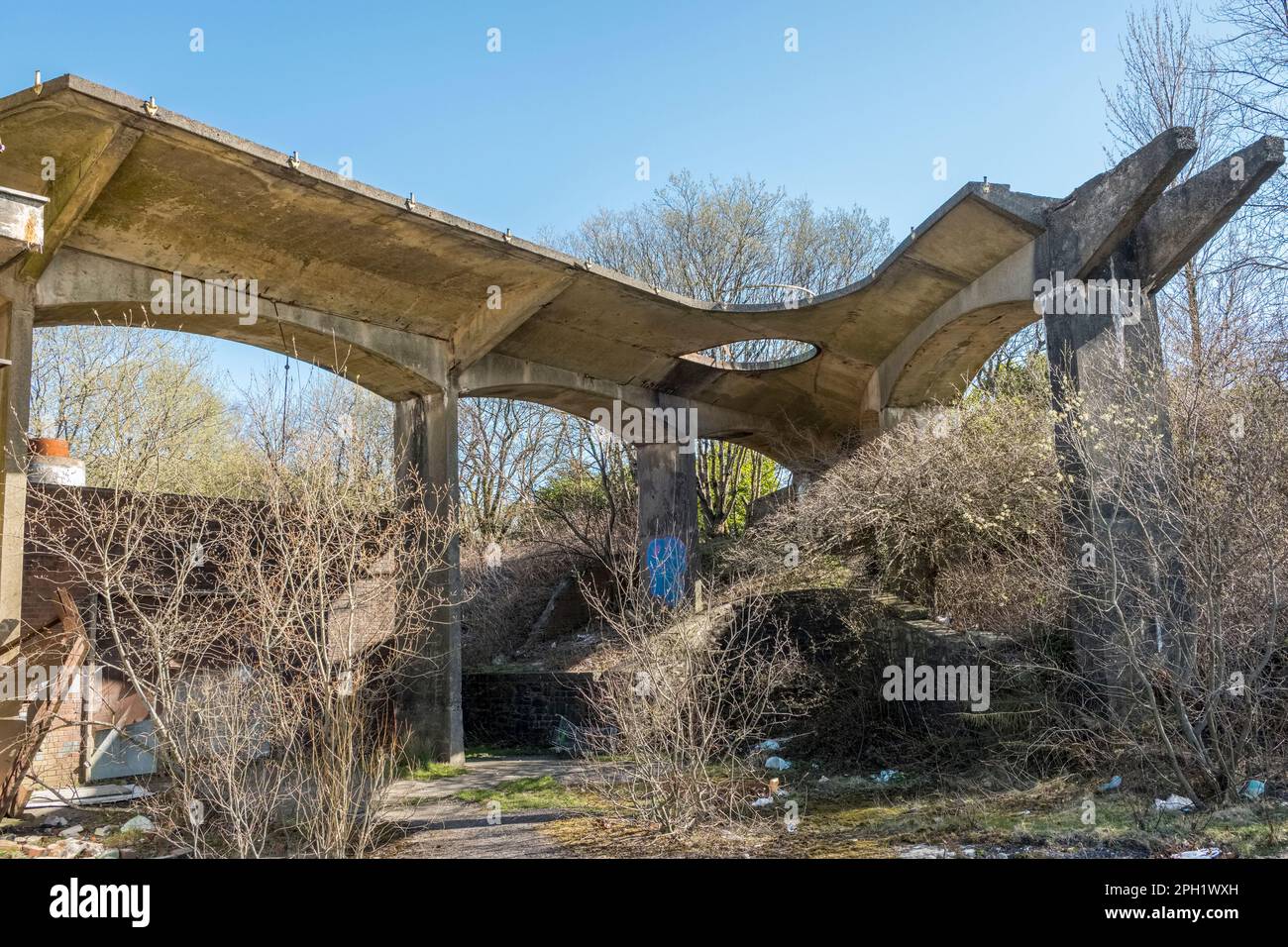 Part of the derelict boiler house in Brynmawr, Wales, the ruins of the ...