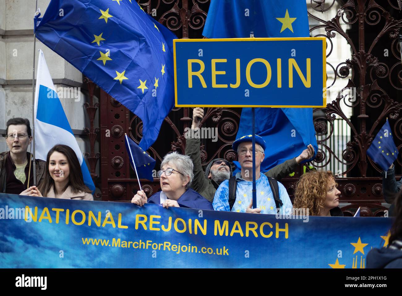 London, UK. 25th Mar, 2023. Dozens of protesters from the "March For ...
