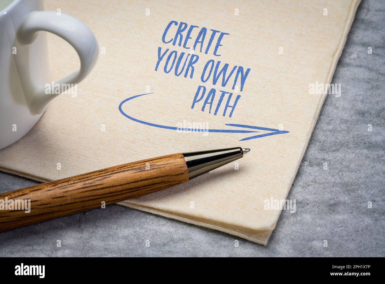create your own path inspirational quote - handwriting on a napkin ...