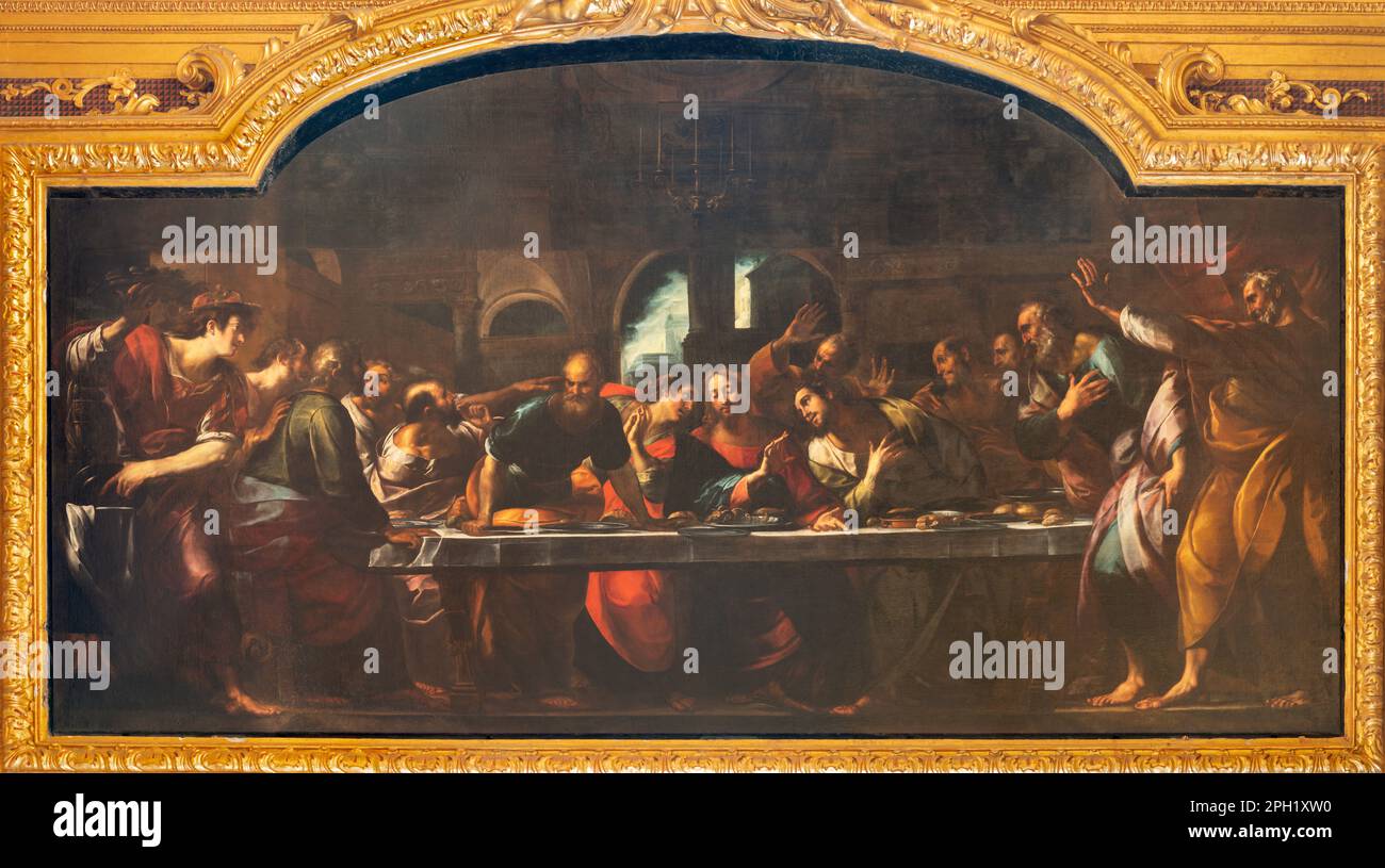 GENOVA, ITALY - MARCH 6, 2023: The painting of Last Supper in the ...