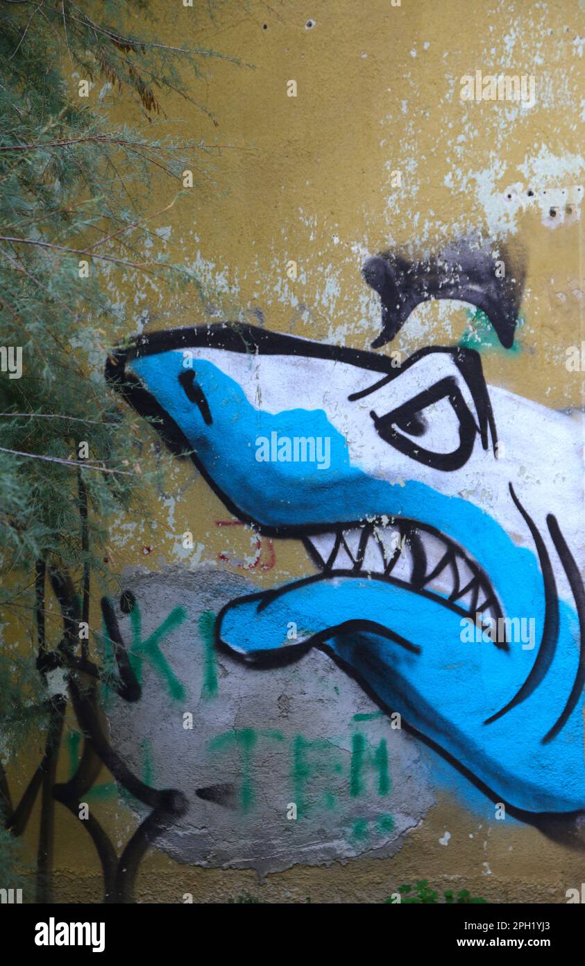 Grafiti, Shark, Cartoon, Art, Provocation, Sprayer, Animal, Drawing ...