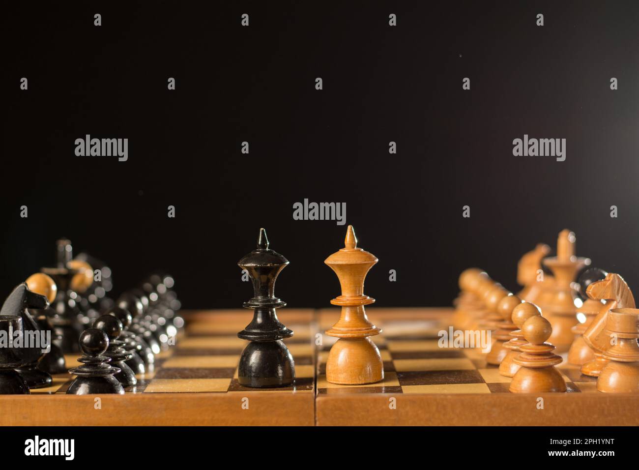 Retro chess and chessboard in the dark Stock Photo - Alamy
