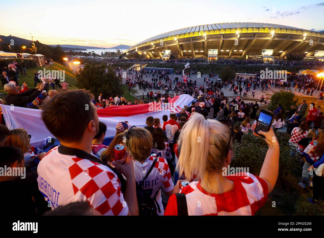 SPLIT, CROATIA - MARCH 25: Fans of Croatia before the start of the UEFA ...