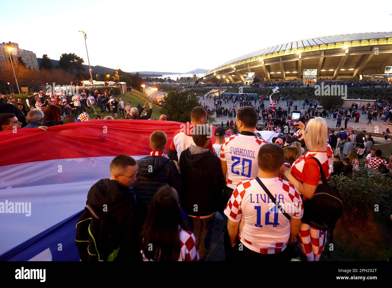 SPLIT, CROATIA - MARCH 25: Fans of Croatia before the start of the UEFA ...