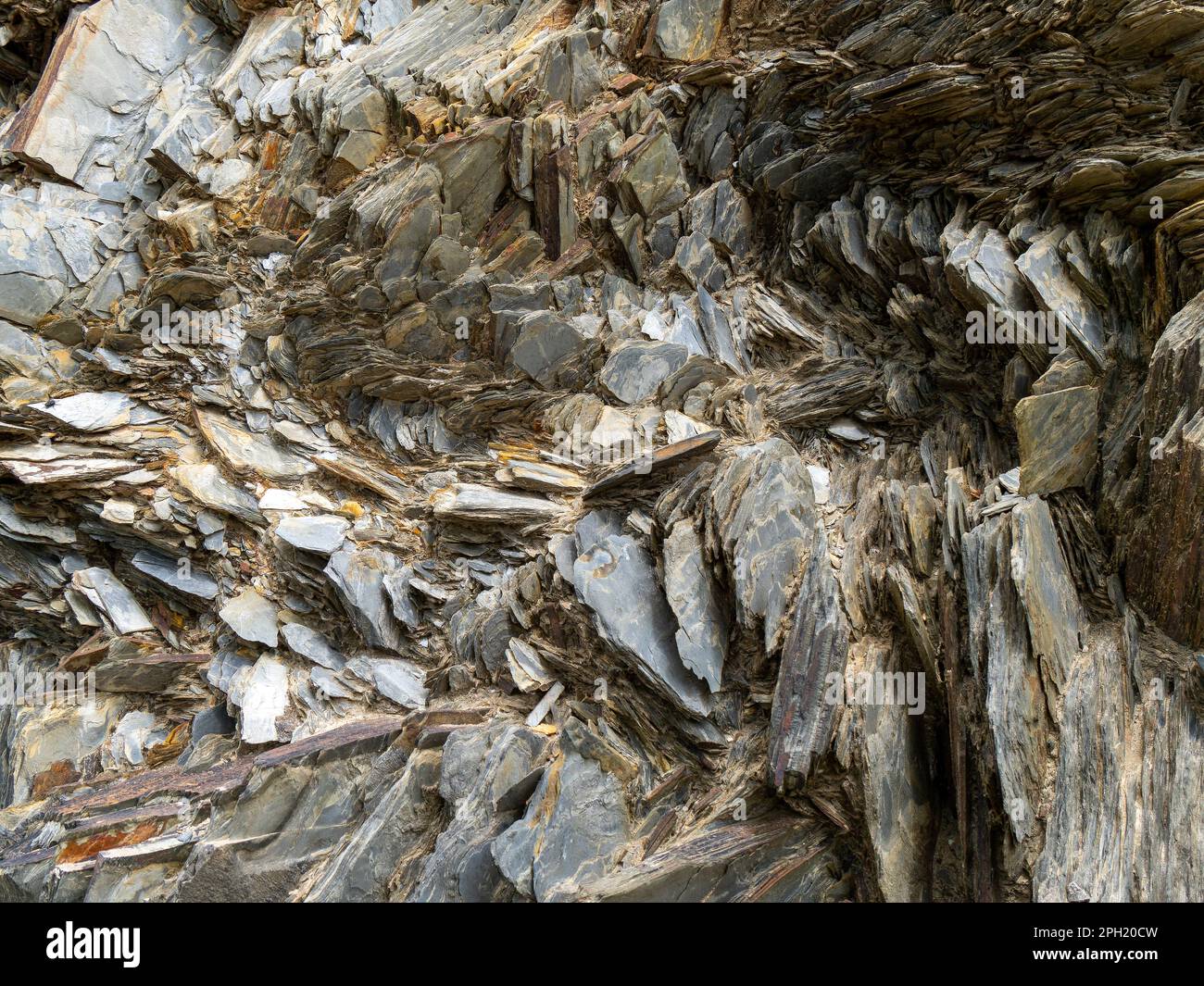 Very rare layers of prehistoric rock sediment. Close up of rock ...