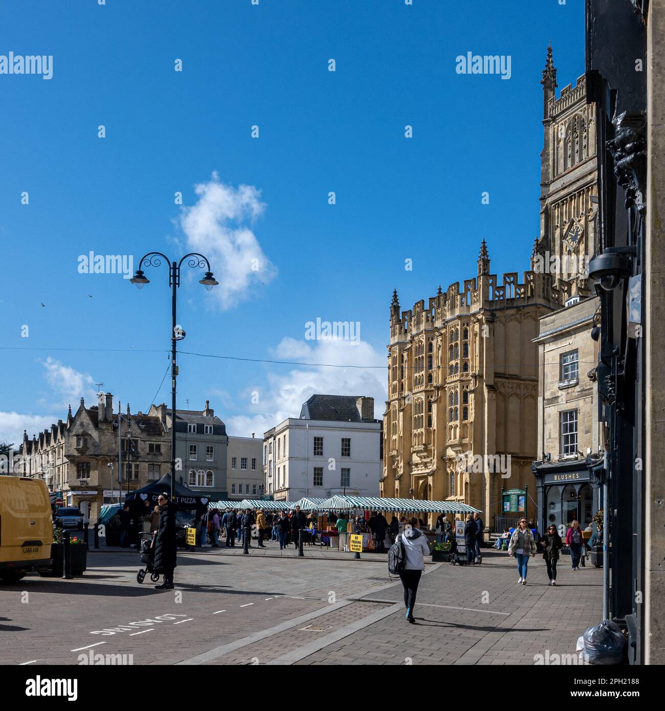 Market Place with Saturday market and parish church Stock Photo - Alamy