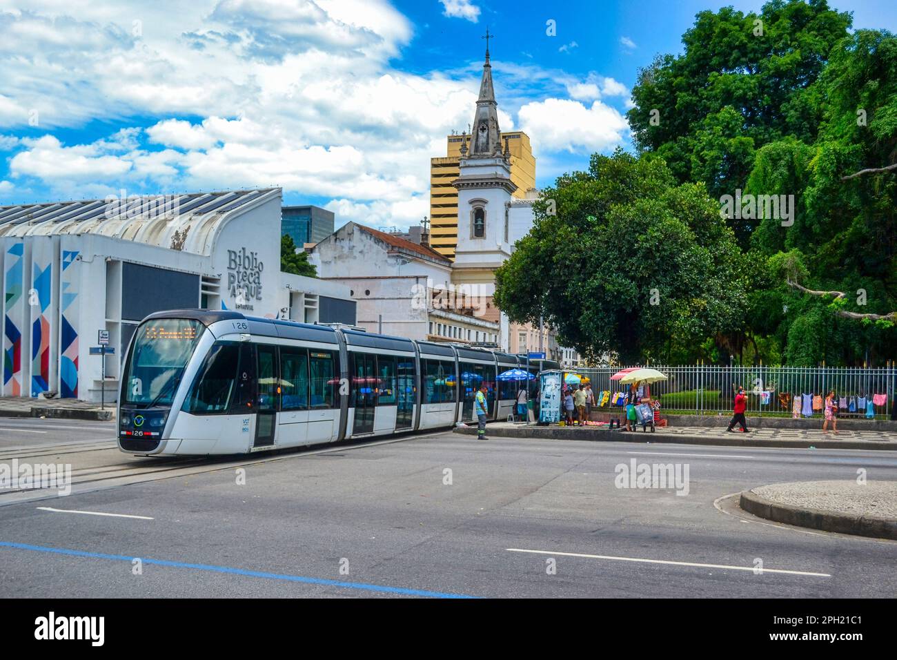 Modern streetcar or tramway vehicle in Rio de Janeiro, Brazil Stock ...