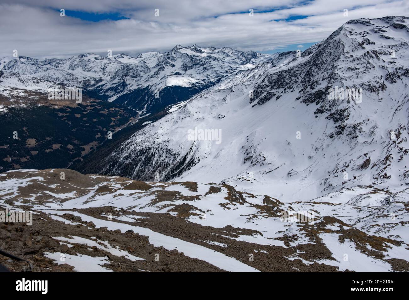 View of the alps from bormio 3000. Lombardy, Valtellina, Sondrio March ...
