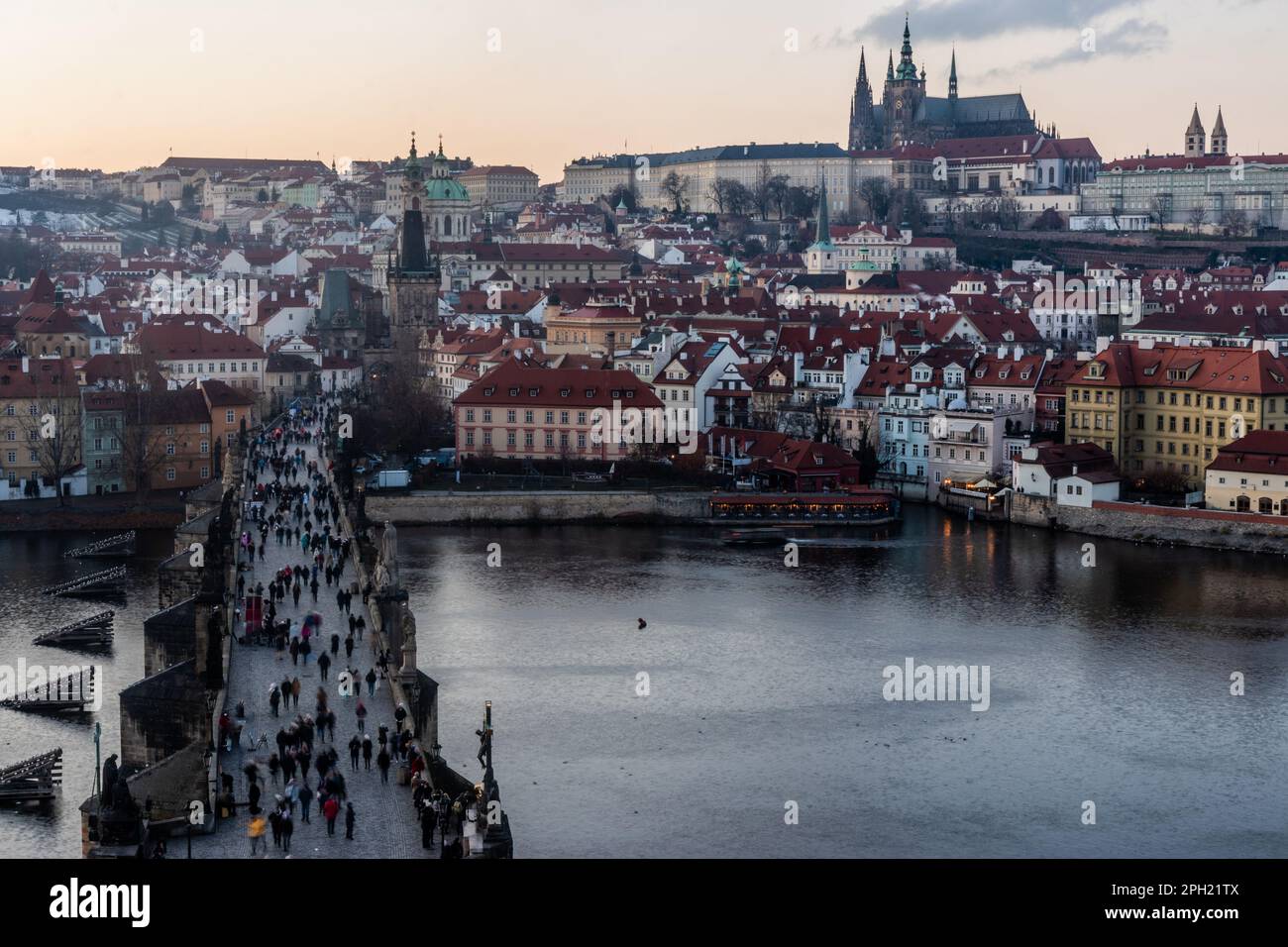 View of Prague castle and Charles bridge in Prague, Czech Republic ...