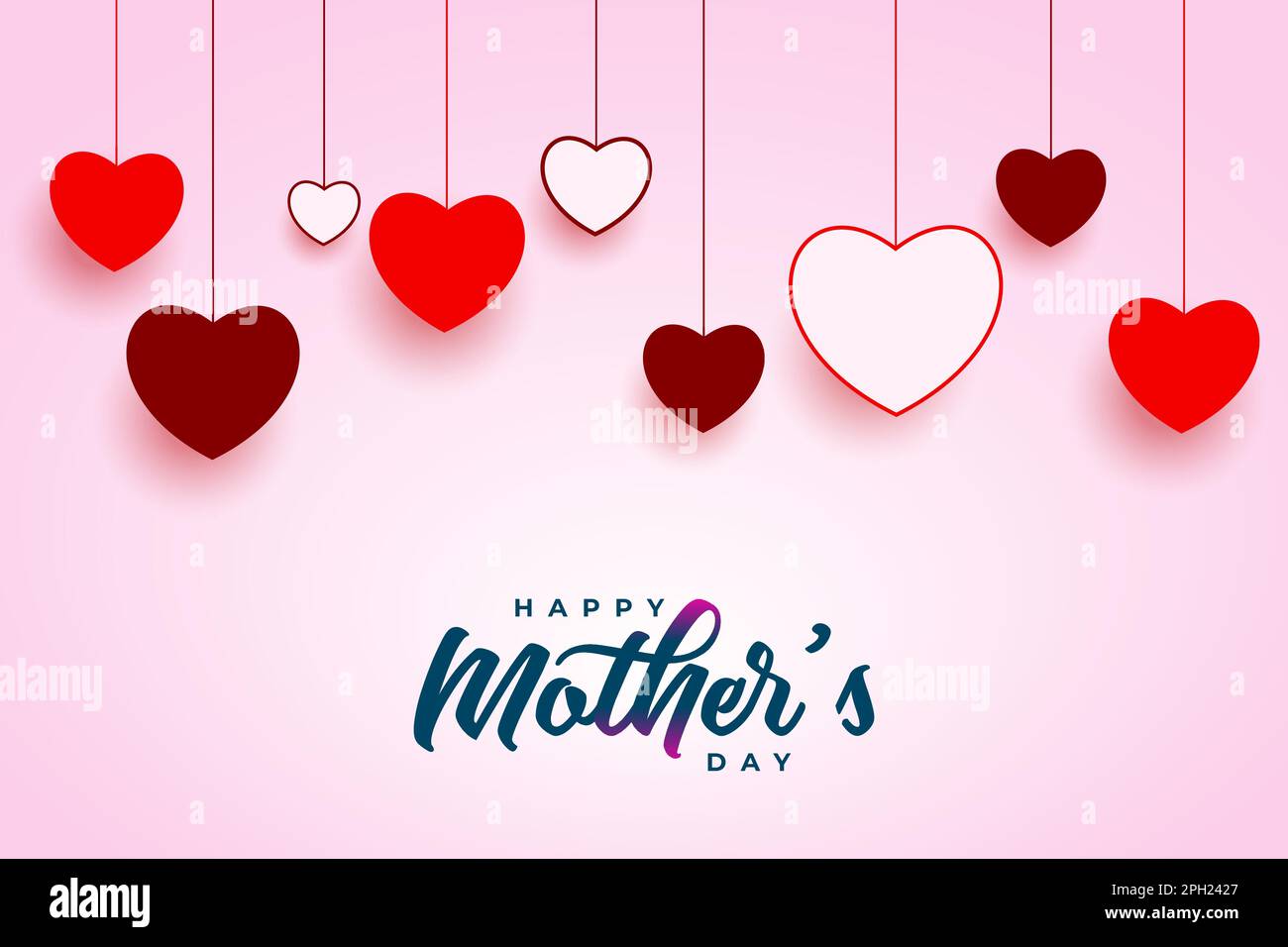 Happy mothers day background with red hearts Stock Vector Image & Art ...