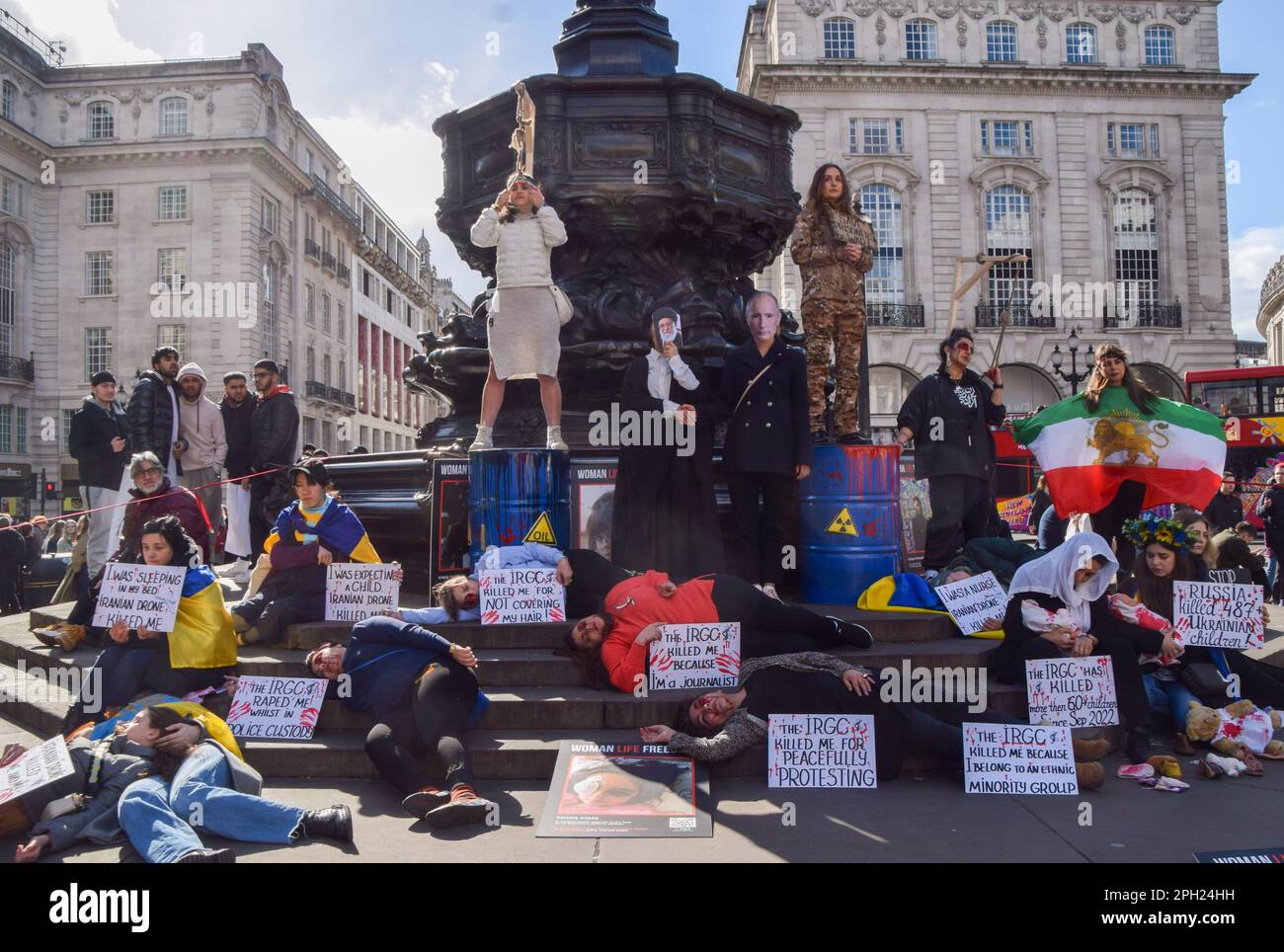 London, UK. 25th March 2023. Iranian and Ukrainian women organised a ...
