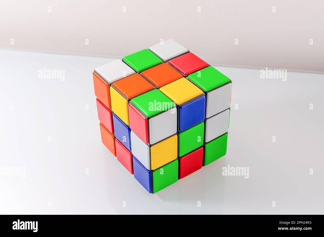 ROME - CIRCA FEBRUARY 2013: Example of unsolved Rubik's cube, circa February 2013 in Rome. Rubik ...