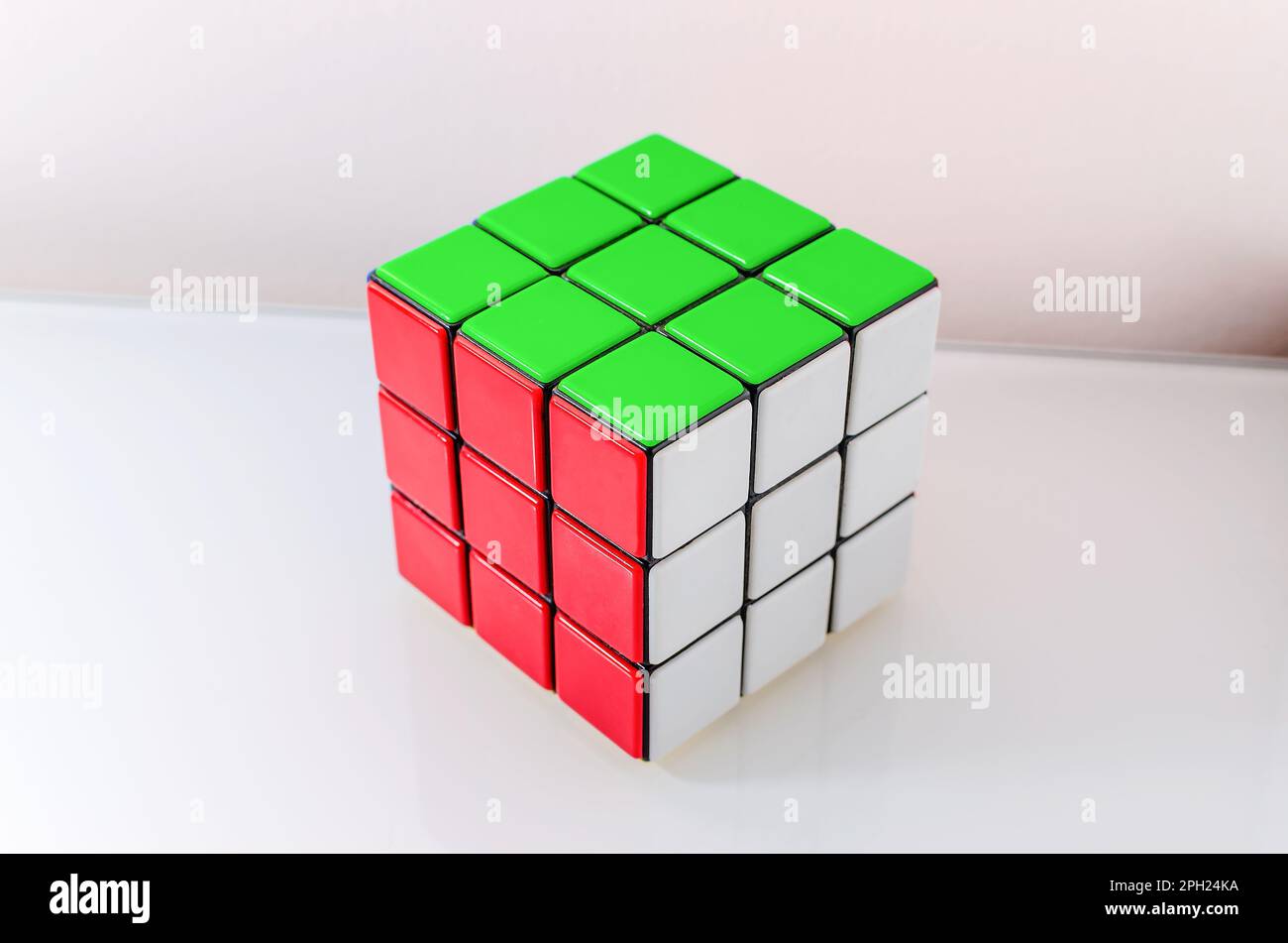ROME - CIRCA FEBRUARY 2013: Example of successfully solved Rubik's cube, circa February 2013 in ...