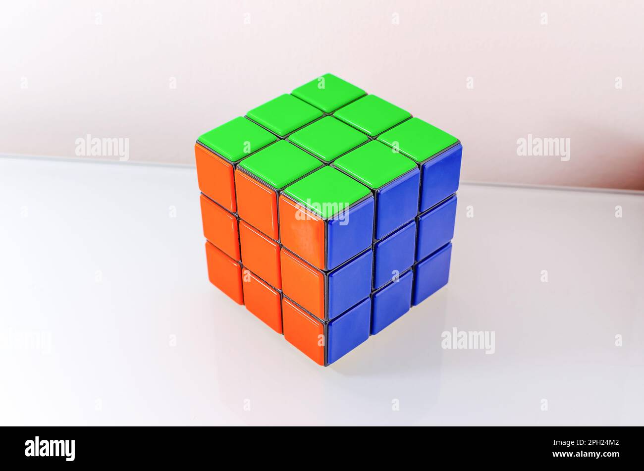 ROME - CIRCA FEBRUARY 2013: Example of successfully solved Rubik's cube ...