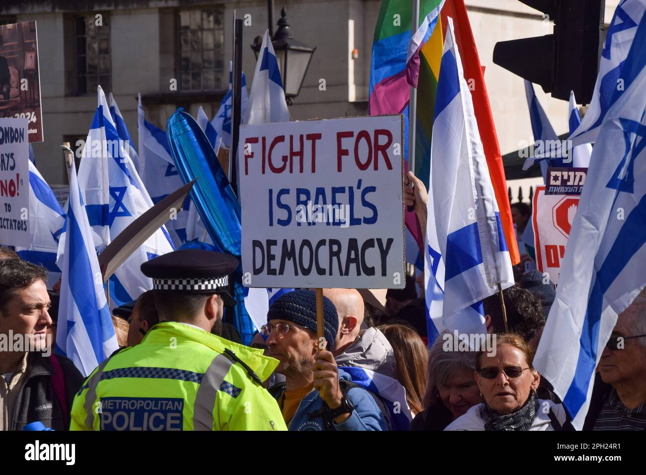 London, UK. 24th March 2023. Crowds of British Israelis and British ...
