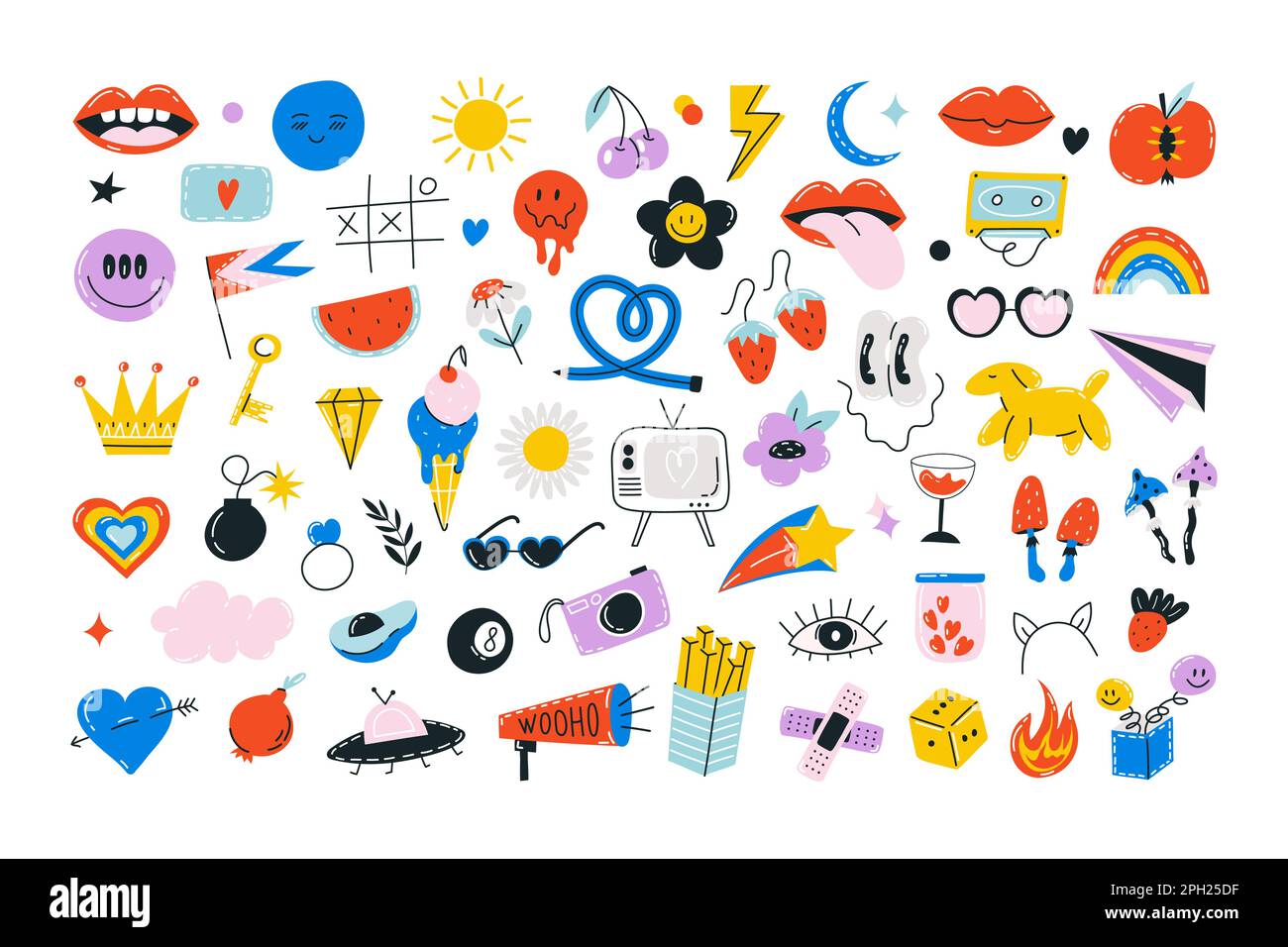 Vintage hippy style elements Cut Out Stock Images & Pictures - Alamy