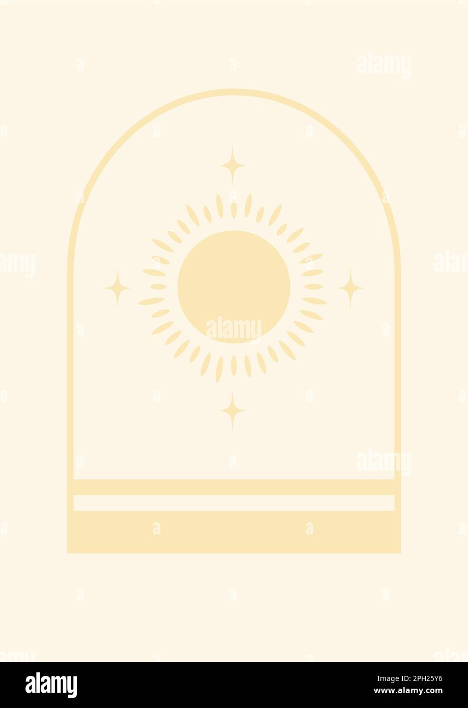 Sunny landscape minimal linear badge illustration. Modern minimal ...