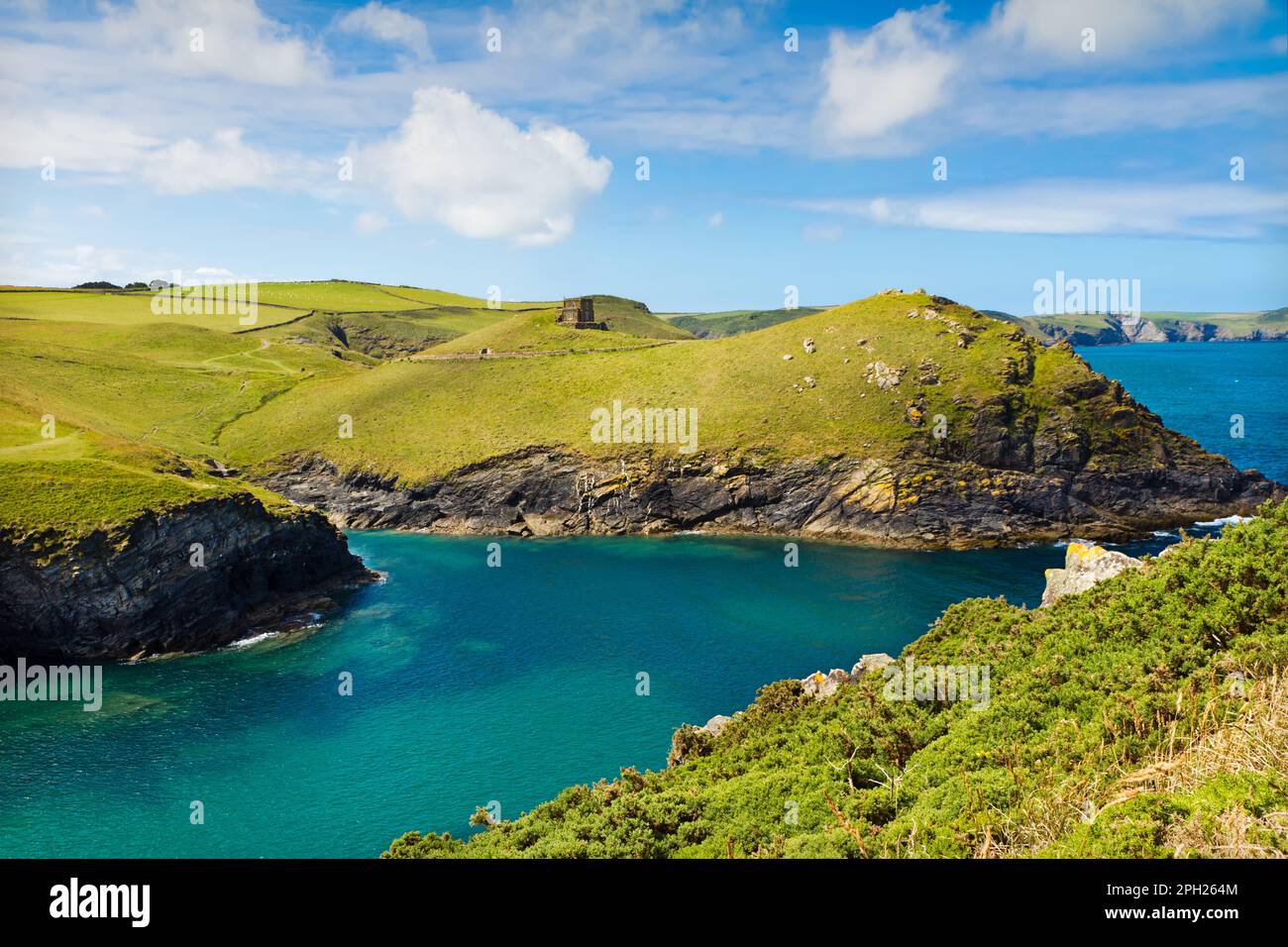 Cove near Port Quin with deep blue sea, Cornwall, UK Stock Photo - Alamy