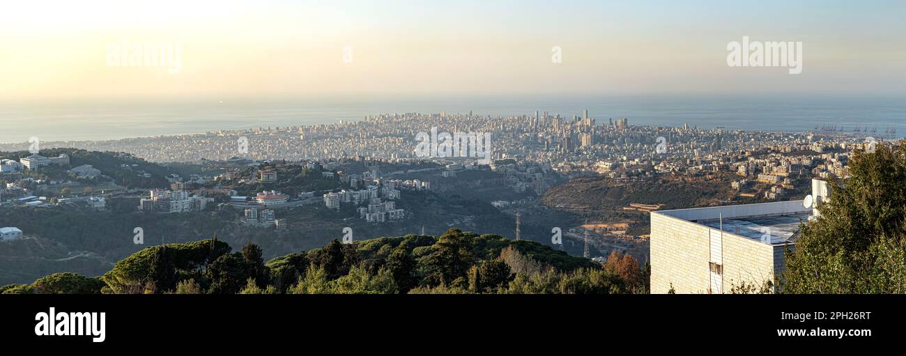 Beirut viewed from a mountain top, Lebanon Stock Photo - Alamy