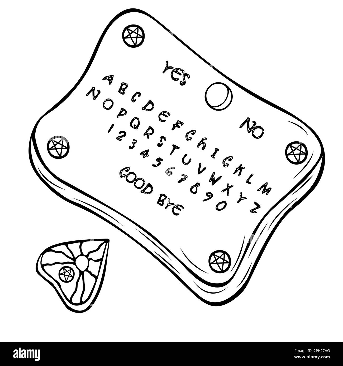 Vector illustration of a hand-drawn wooden spirit board Stock Vector ...