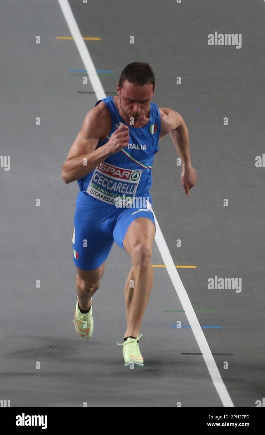 Samuele CECCARELLI of Italy 60m Men Final during the European Athletics ...
