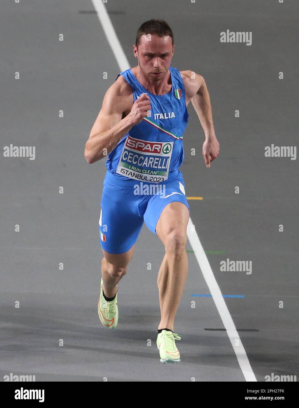 Samuele CECCARELLI of Italy 60m Men Final during the European Athletics ...