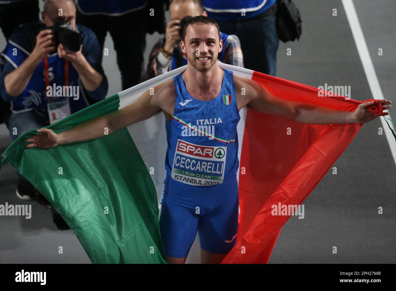 Samuele CECCARELLI of Italy 60m Men Final during the European Athletics ...