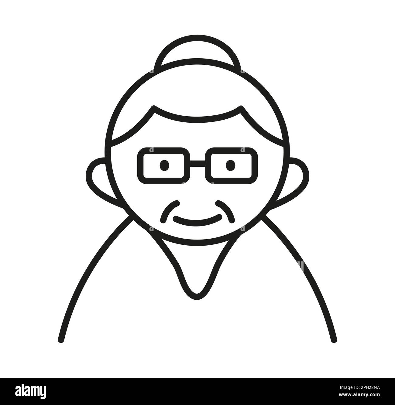 Elderly people avatar icon in line style. Grandmother logo. Elderly ...